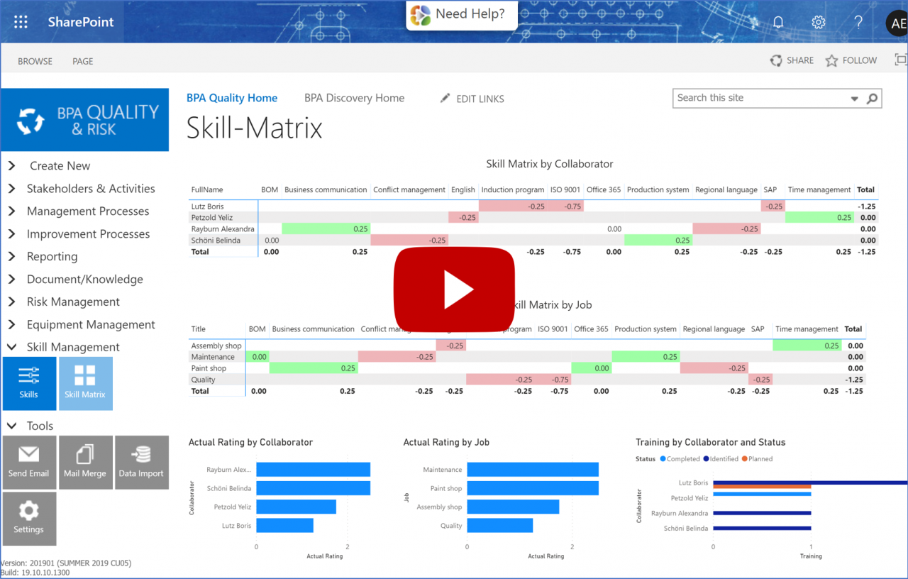 Building an Efficient Skill or Competency Matrix with Office 365/SharePoint