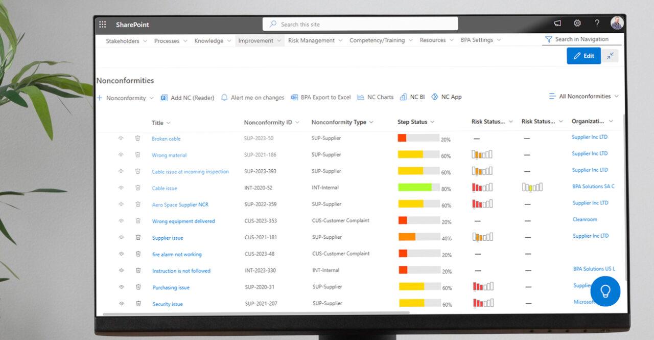 #1 eQMS for intuitive non-conformances management | SharePoint